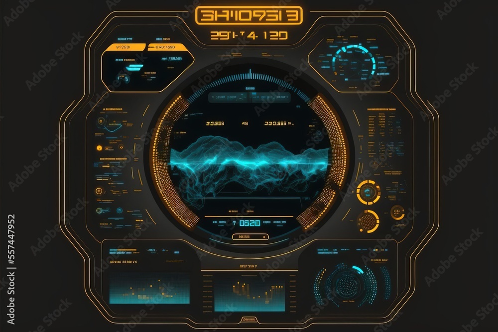 4K resolution or higher, Sci-fi futuristic hud dashboard display ...