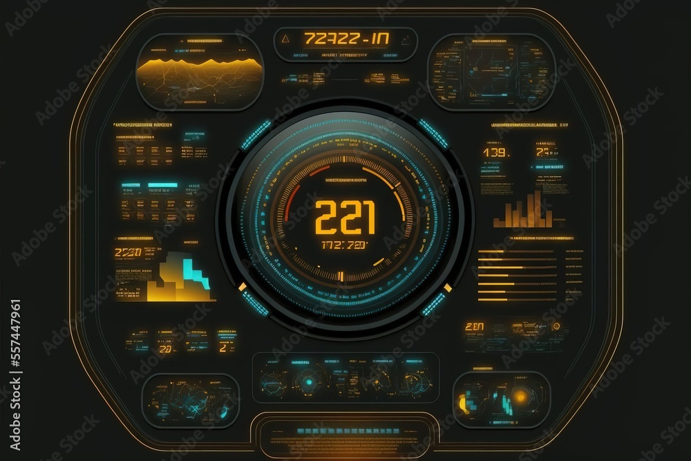 4K resolution or higher, Sci-fi futuristic hud dashboard display ...