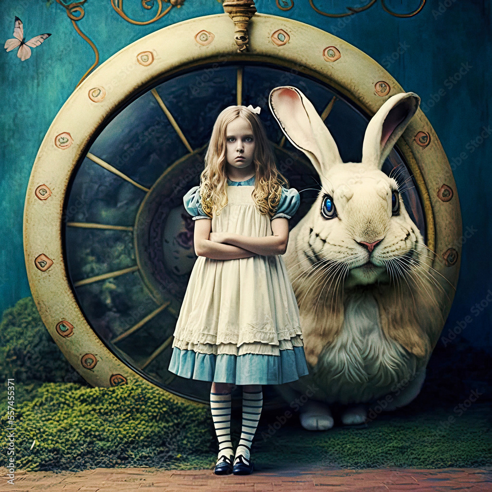 Generative AI, Alice and the white rabbit Stock Photo | Adobe Stock