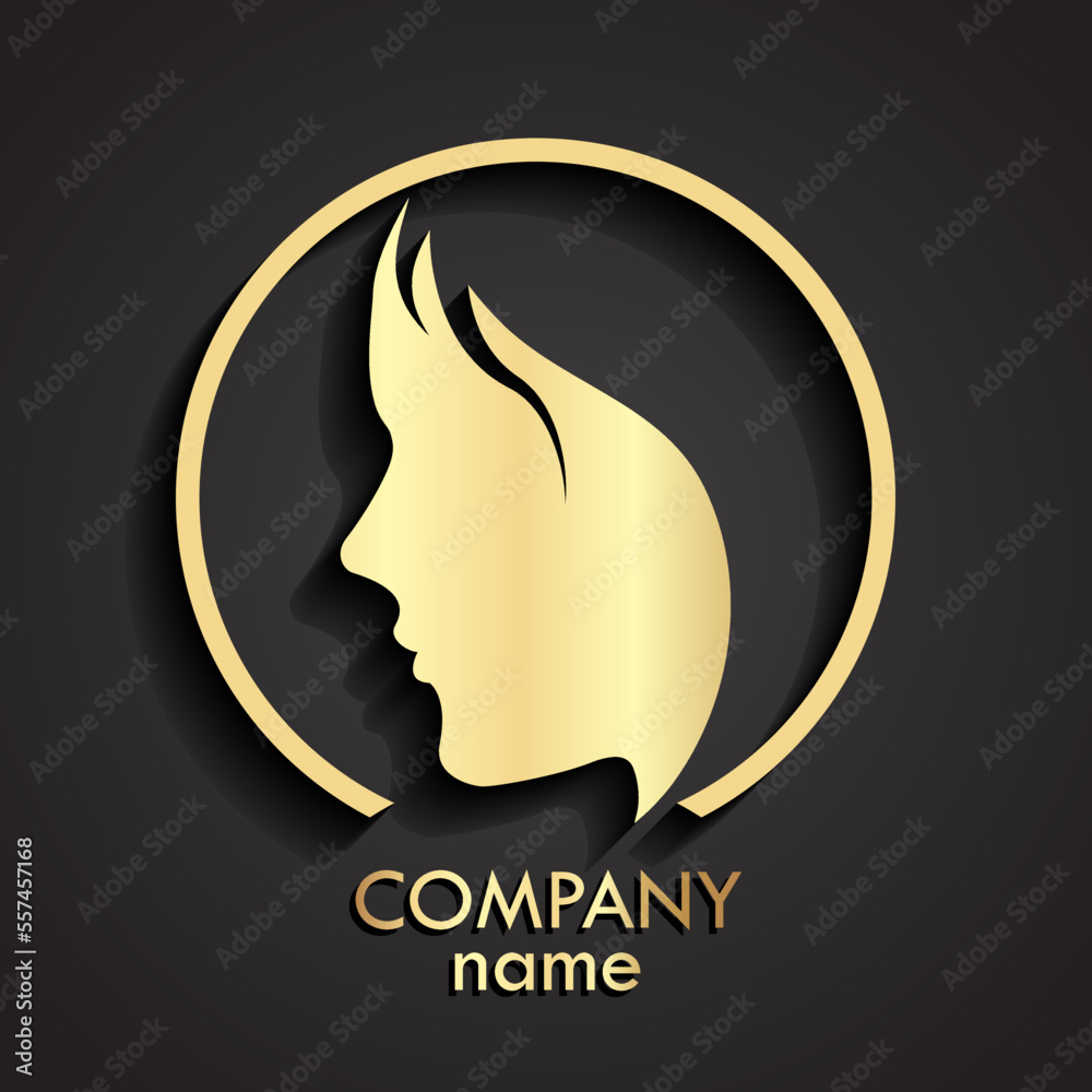 3d woman face shape gold logo / vector illustration Stock Vector ...