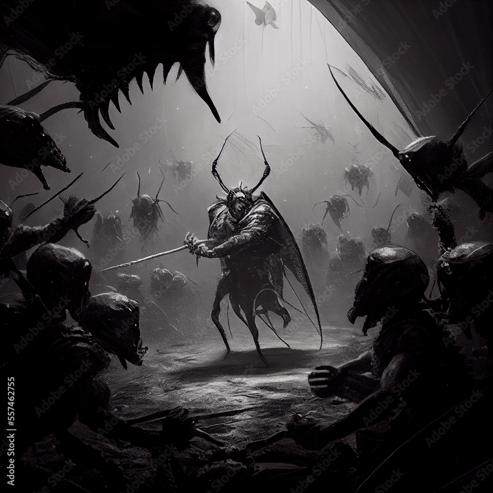 Scary Halloween background with bugs Stock Illustration | Adobe Stock