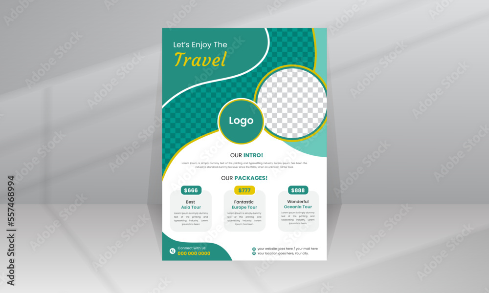 Business Tour flyer design and brochure cover page template for travel ...