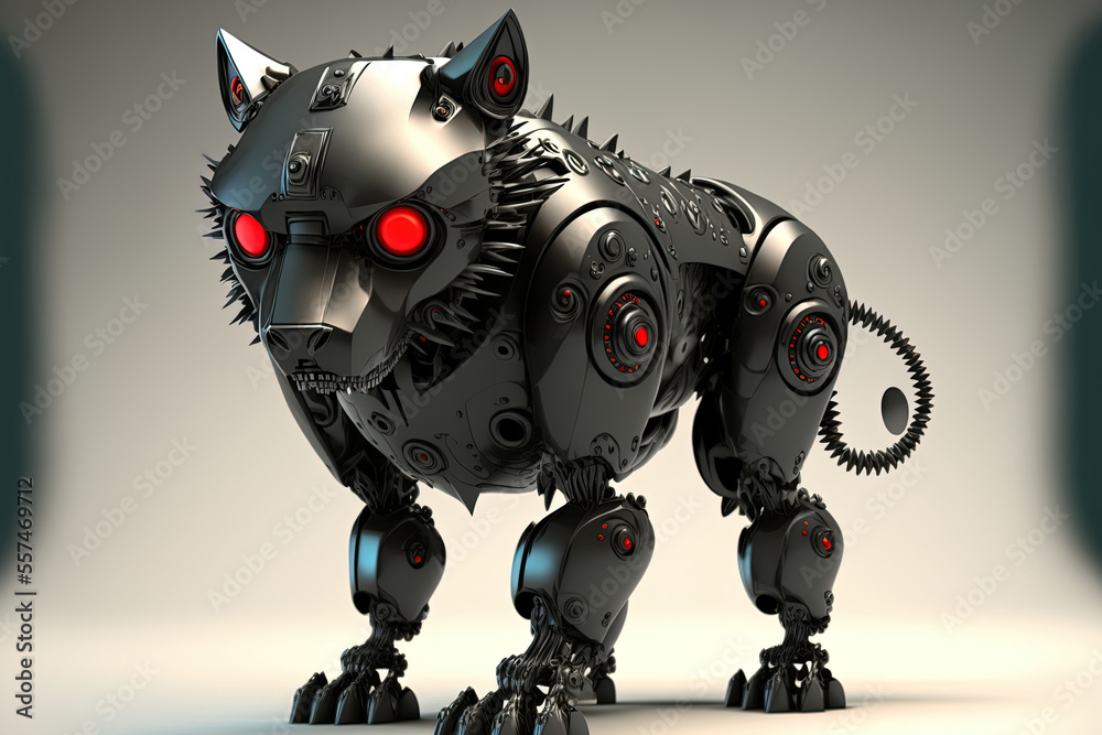 Robotic mechanical creatures that look like wolves, pumas, kangaroos ...