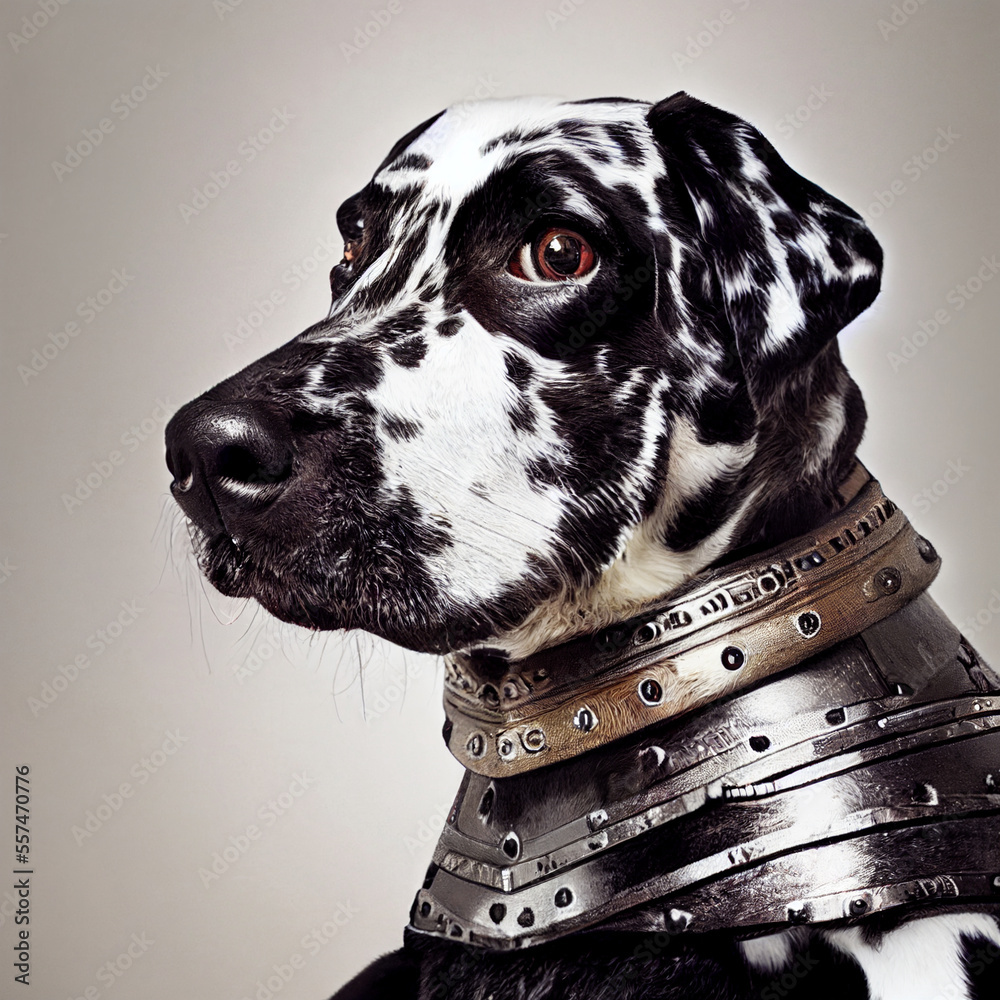 Guard dog with armor and helmet. Photomontage Stock Illustration ...