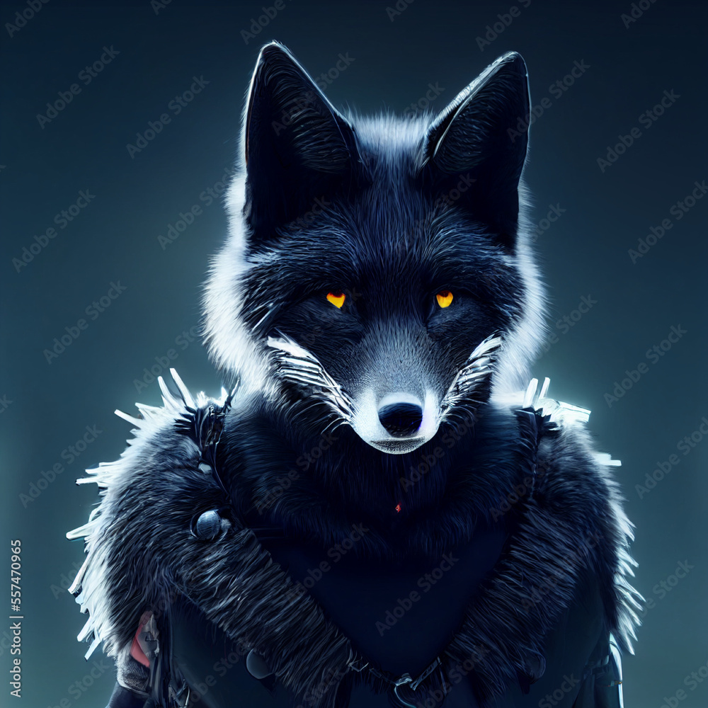 Scary werefox portrait, furry fandom avatar, anthropomorphic fox Stock ...