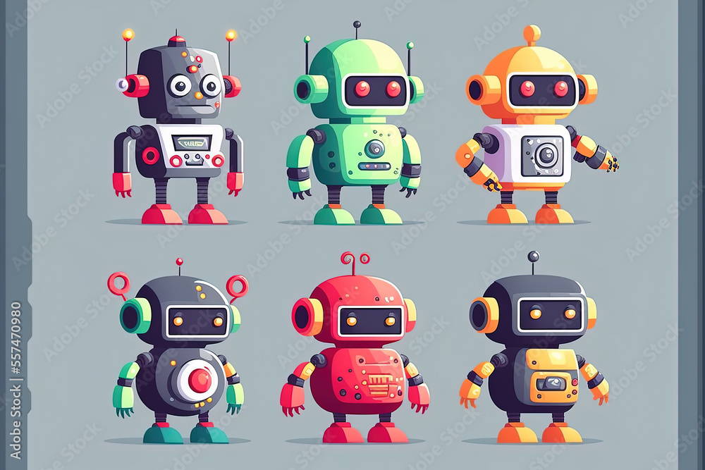 superior version of a simple cartoon robot graphic element. Generative ...