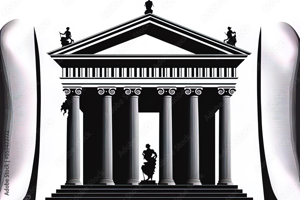 A Greek architectural icon, a museum or theater silhouette, or a bank ...
