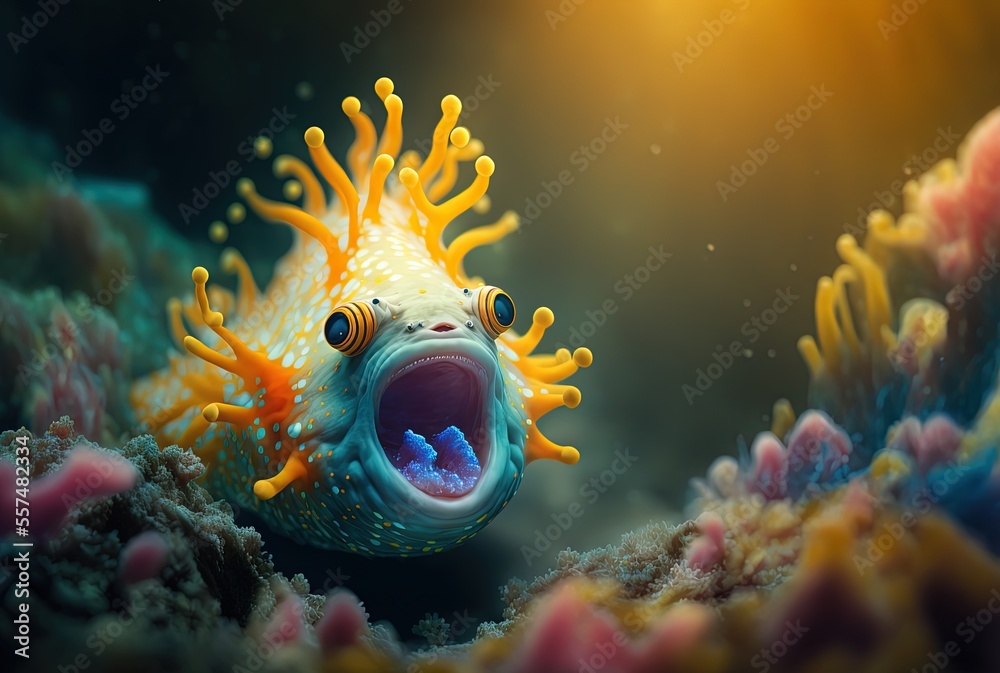 funny illustration of sea creature Nudibranchs, commonly known as sea ...