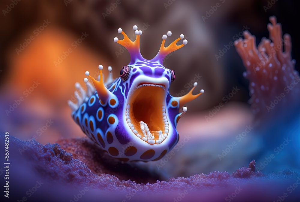 funny illustration of sea creature Nudibranchs, commonly known as sea ...