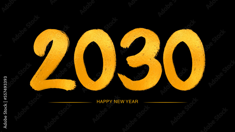 Happy new year 2030 Golden numbers handwritten calligraphy, 2030 year vector illustration, New ...