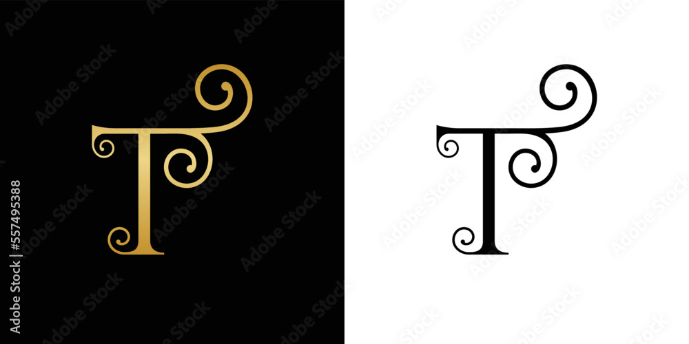 T logo design, T monogram logo, T initials icon, letter T logo, luxury ...