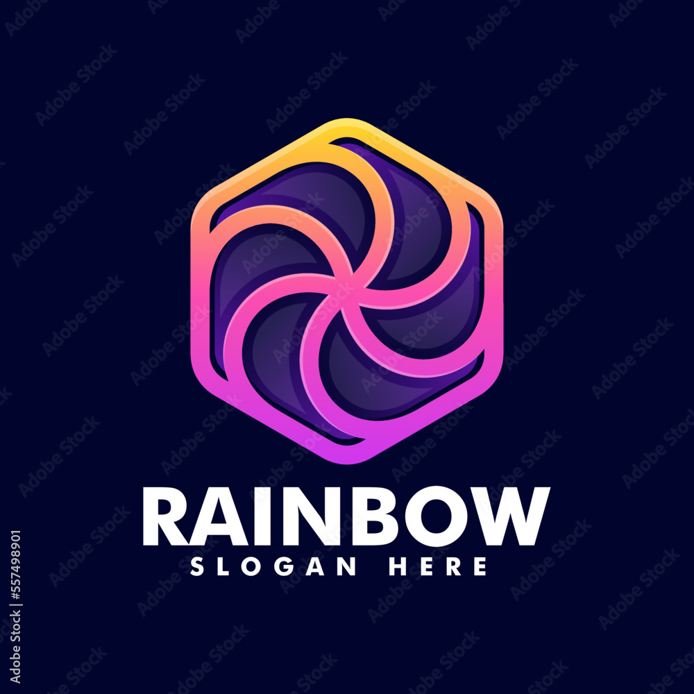 Vector Logo Illustration Hexagon Line Art Gradient Style. Stock Vector ...