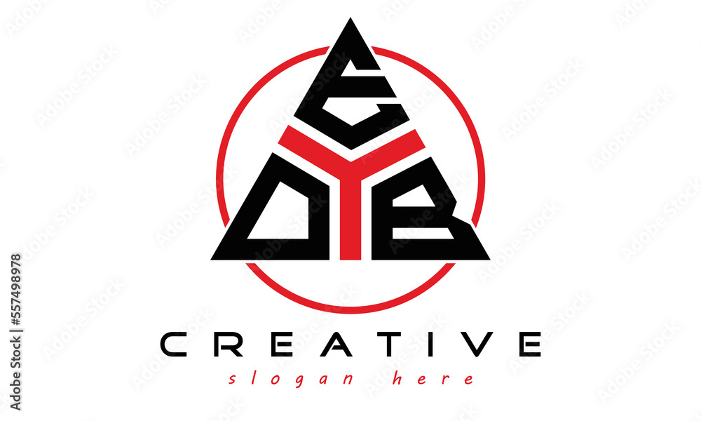OEB three letter creative triangle shape in circle logo design vector ...