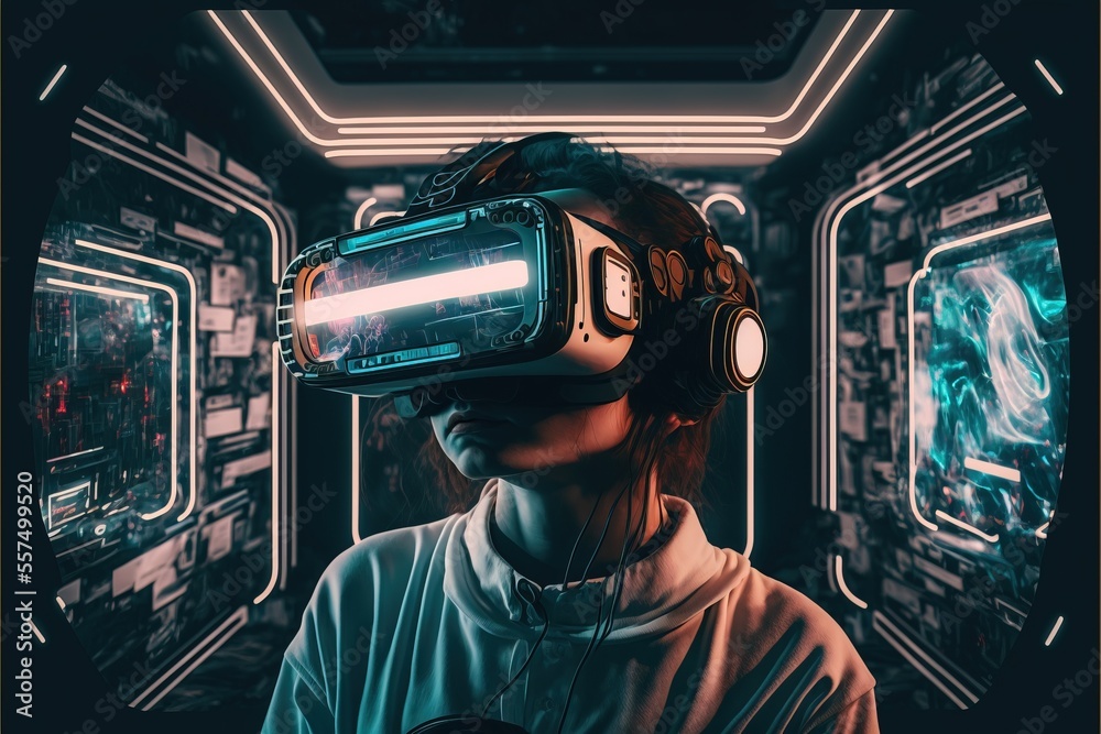 Virtual Reality in the Metaverse - An AI-generated illustration of a ...