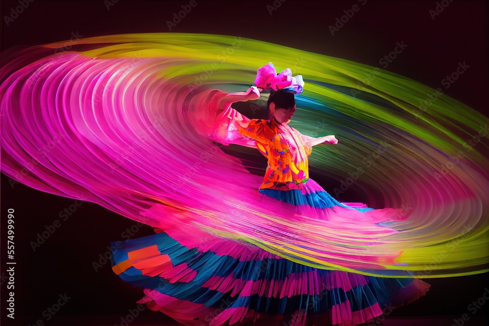 Dancing woman - this colorful woman is dancing to the music with light ...