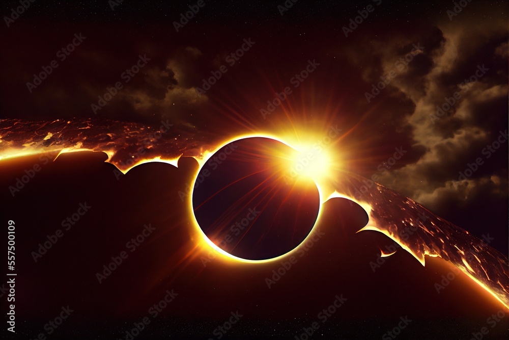 Solar Eclipse - generative AI image of a solar eclipse. This natural ...