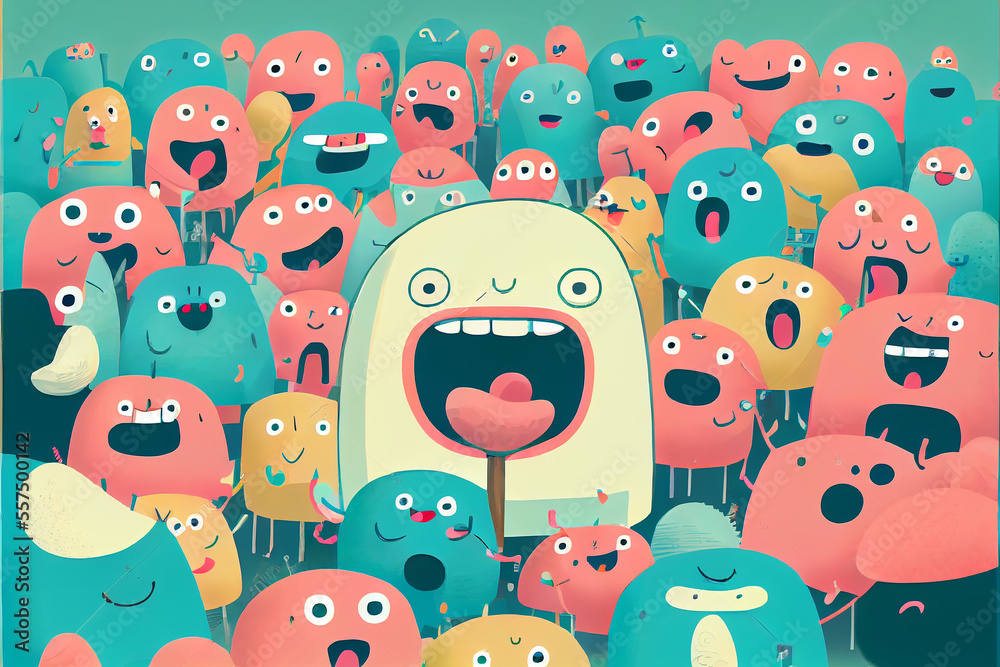 Quirky crowd of cartoon characters Stock Illustration | Adobe Stock