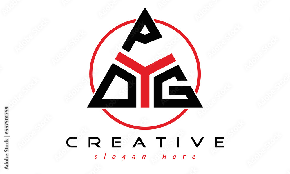 OPG three letter creative triangle shape in circle logo design vector ...