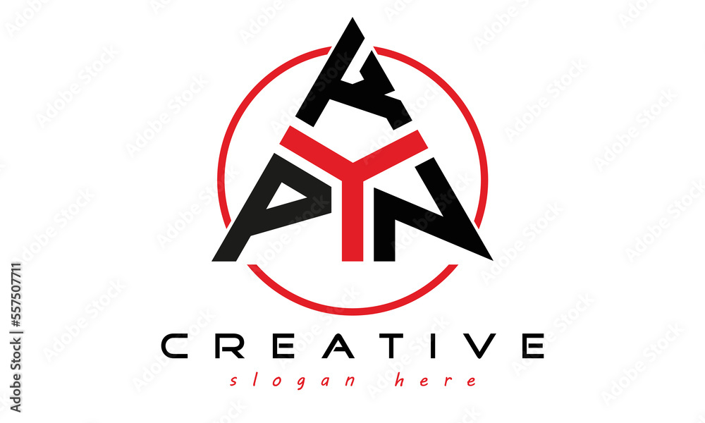 PKN three letter creative triangle shape in circle logo design vector ...