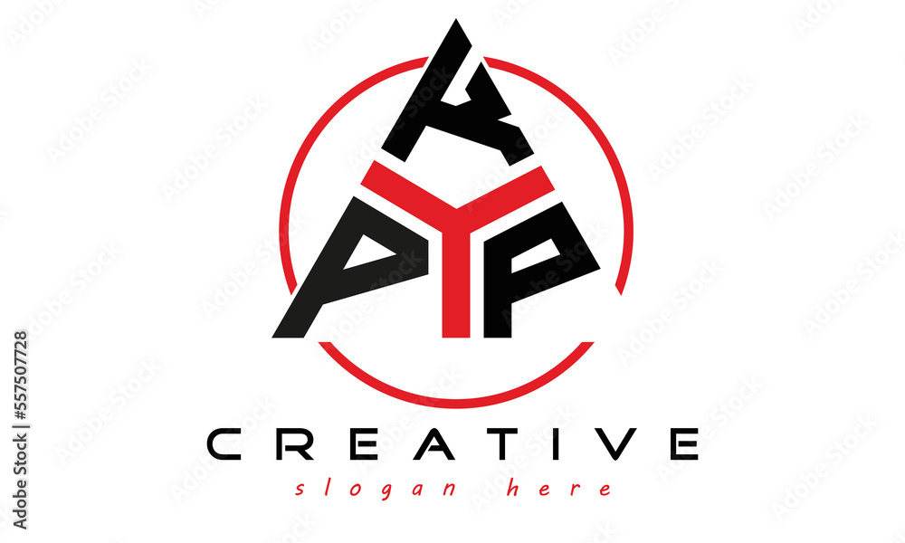 PKP three letter creative triangle shape in circle logo design vector ...