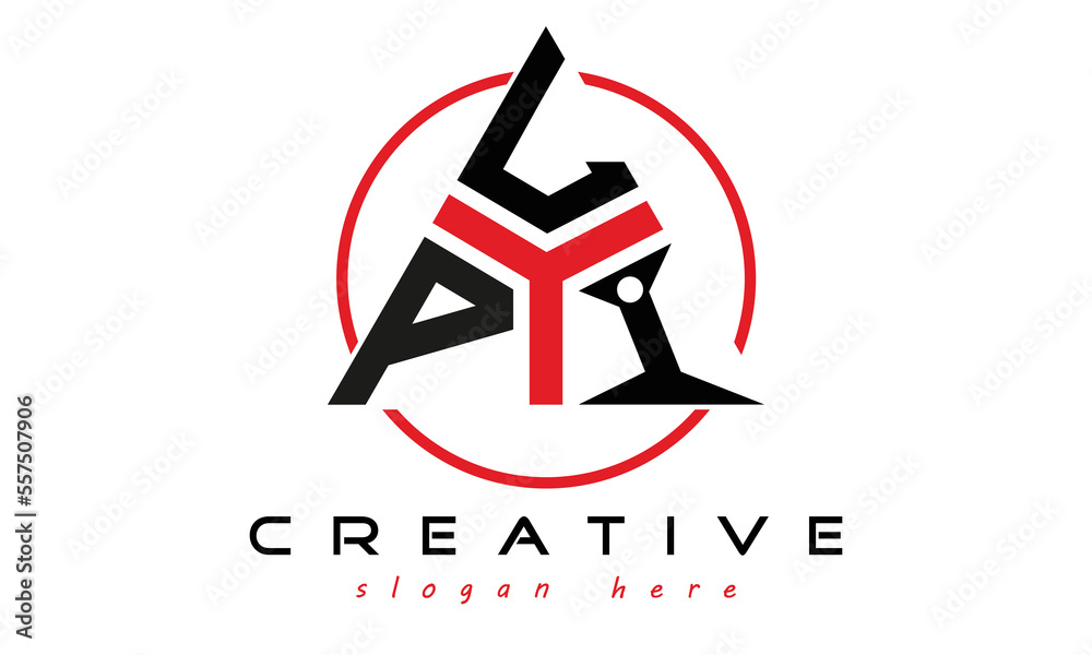 PLI three letter creative triangle shape in circle logo design vector ...