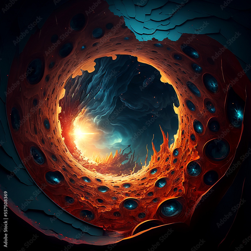 Abstract Colorful Psychedelic Black Hole Art, Beautiful illustration ...