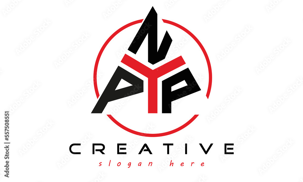 PNP three letter creative triangle shape in circle logo design vector ...