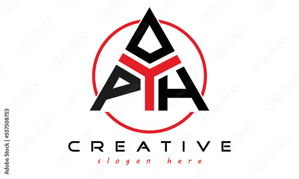 POH three letter creative triangle shape in circle logo design vector ...