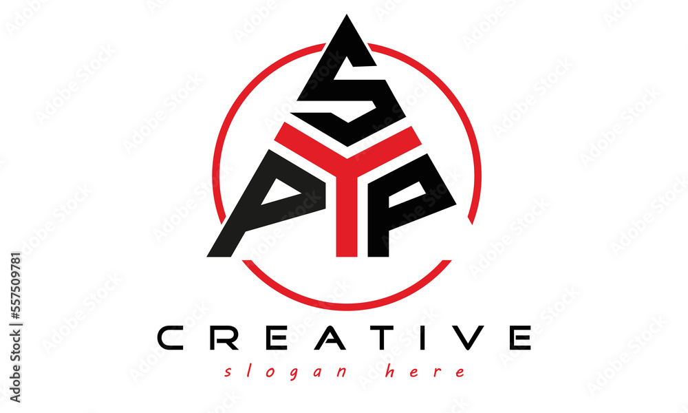 PSP three letter creative triangle shape in circle logo design vector ...