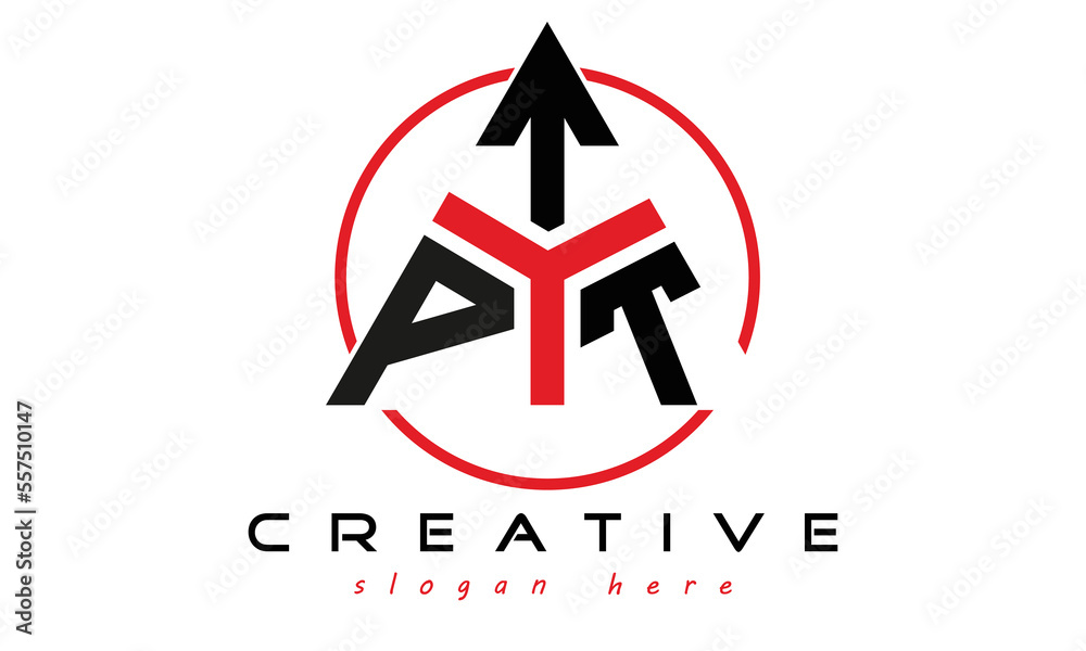 PTT three letter creative triangle shape in circle logo design vector ...