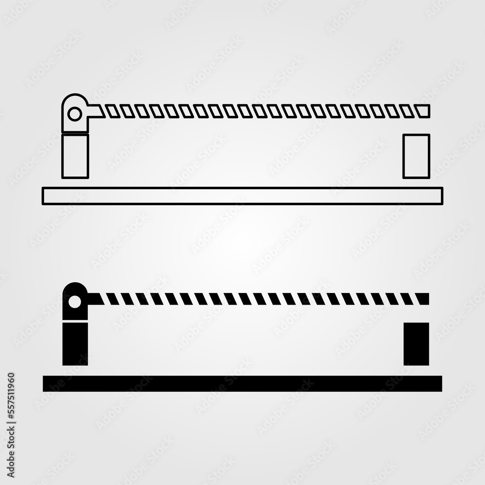 Vector illustration of modern icon depicting a open level crossing on ...