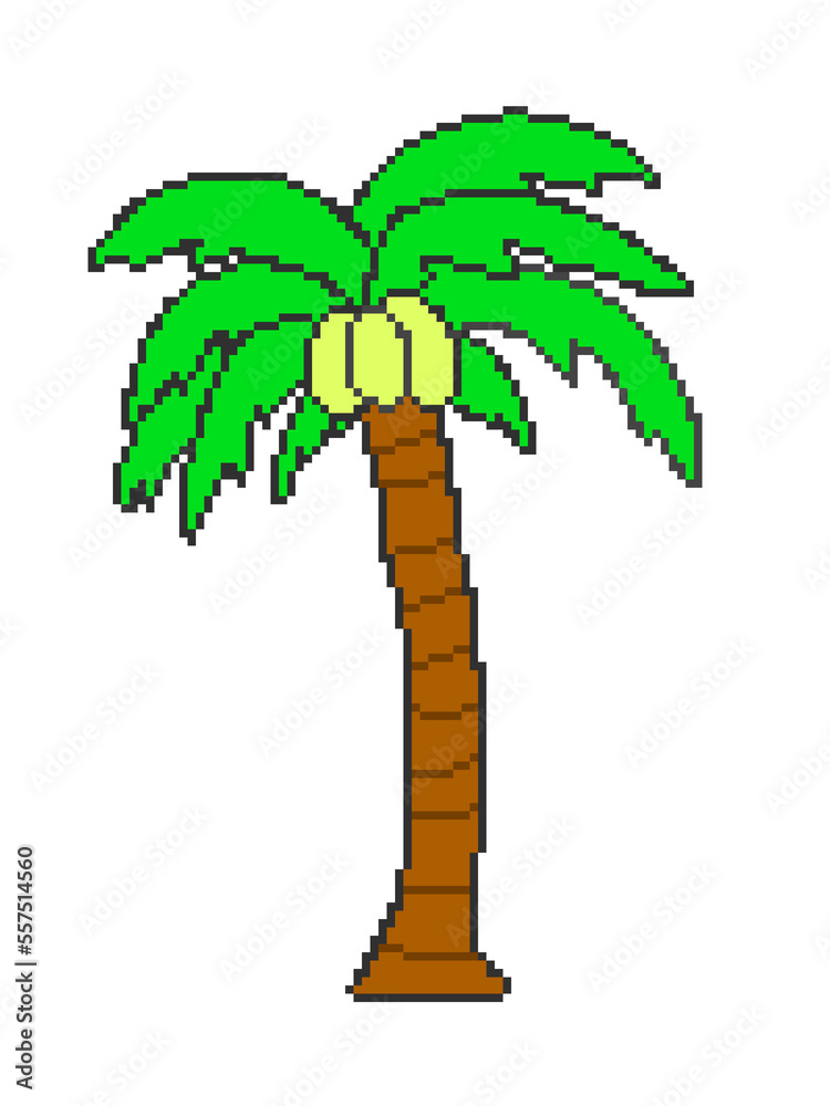 Pixel Art Palm Tree Clipart Stock Illustration | Adobe Stock