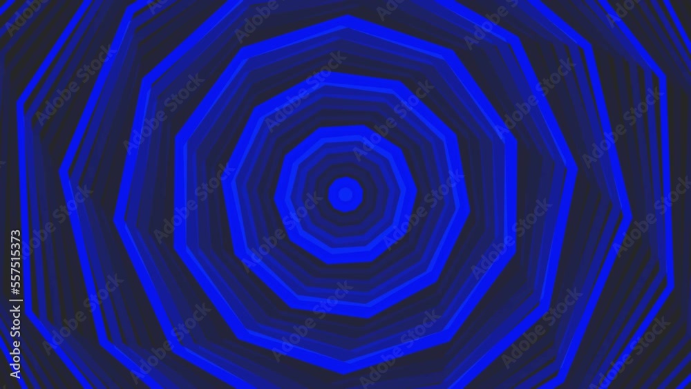 Vidéo Stock Blue bold spin decagon star simple flat geometric on dark ...