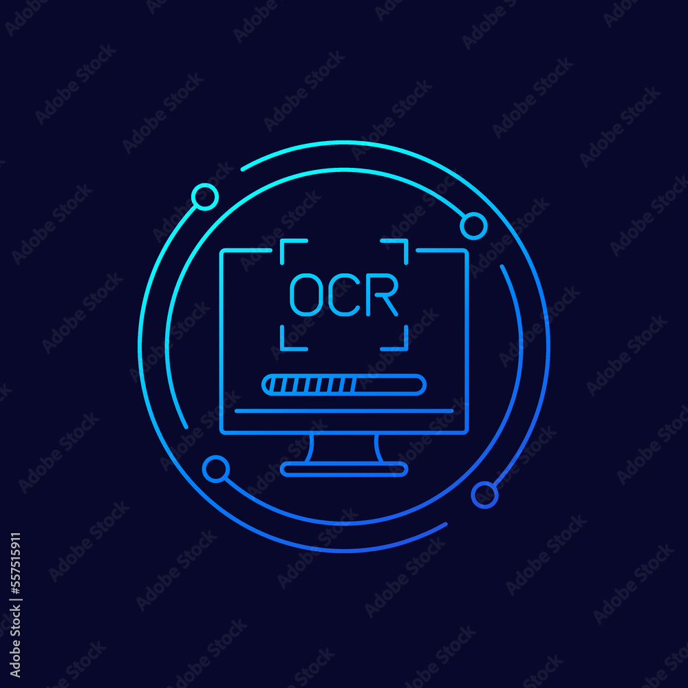 OCR icon, Optical character recognition, linear design Stock Vector ...