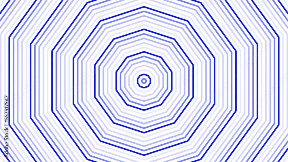 Blue decagon star simple flat geometric on white background loop ...