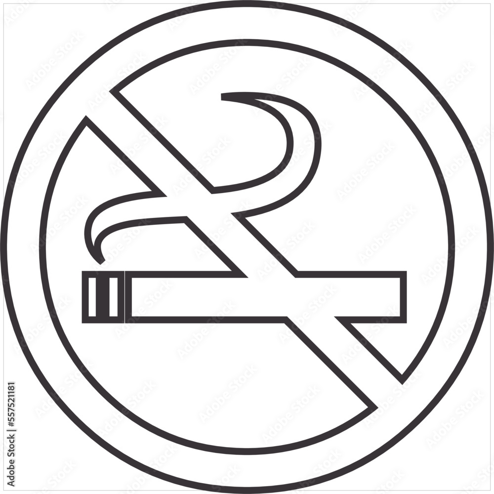 Vector, Image of no smoking icon, black and white color, with ...