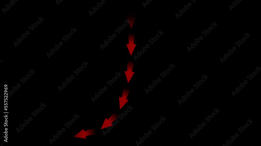 Red multi arrow moving arc animation isolated on transparent background ...