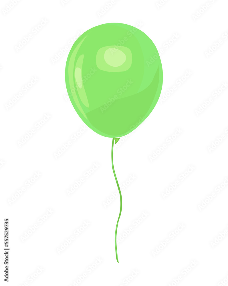 Green balloon on transparent background. Template Valentine, Birthday ...