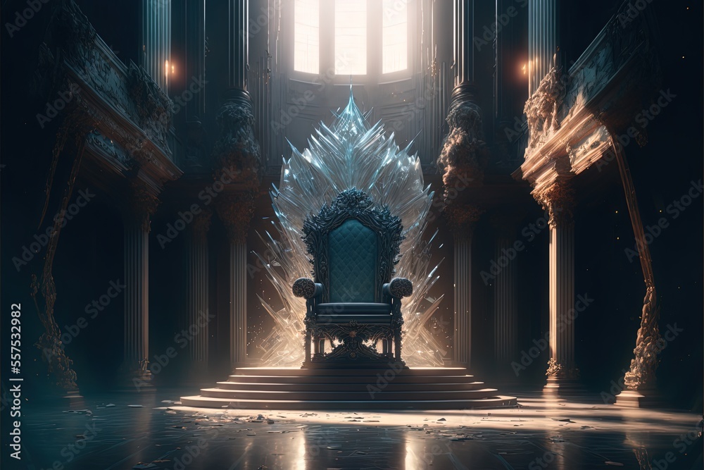 illustration of abandon throne hall with light shine over throne 素材庫插圖 ...