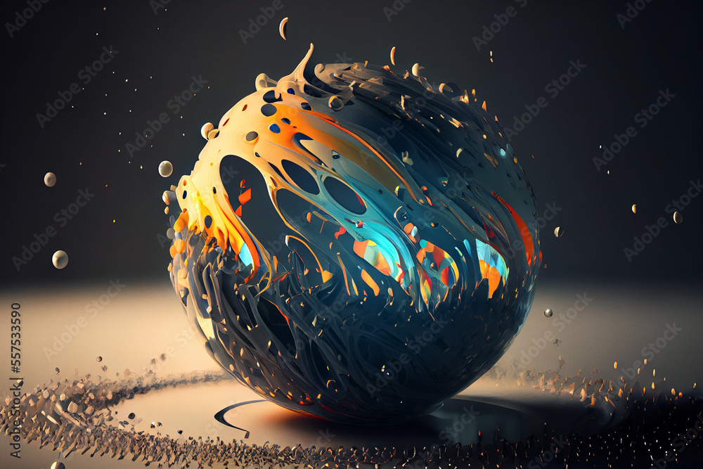 Fantasy mystic orb filled with pure water and stardust substance ...