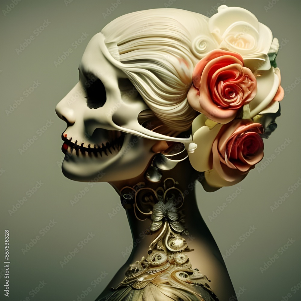 Scull. (woman). This is a generated art (genetic art). All characters ...