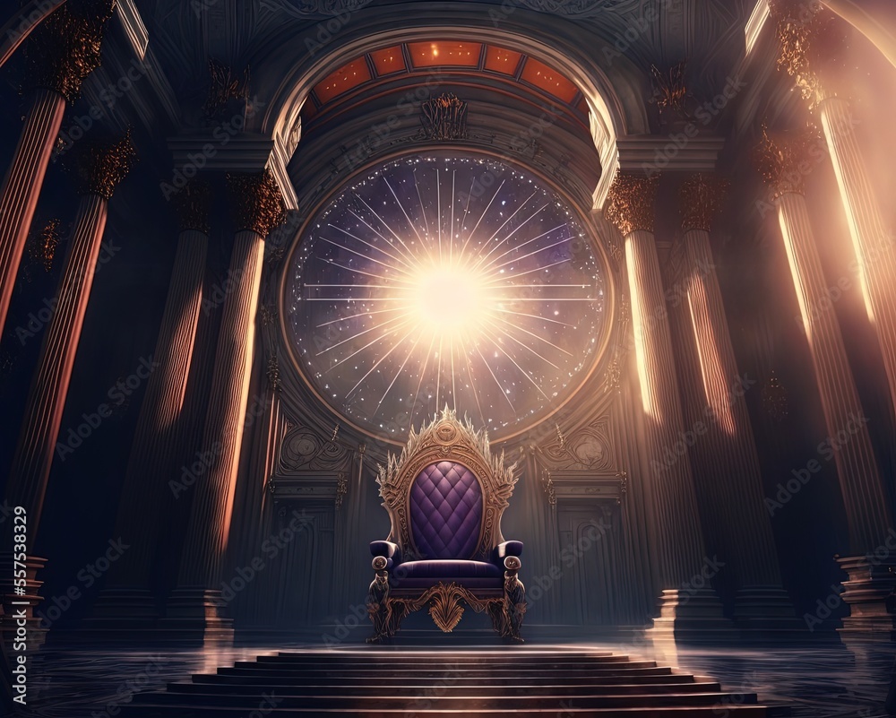 illustration of throne hall with light shine over throne Stock ...