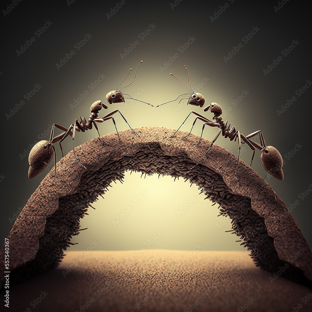 Ant action standing.Ant bridge unity team,Concept team work together ...