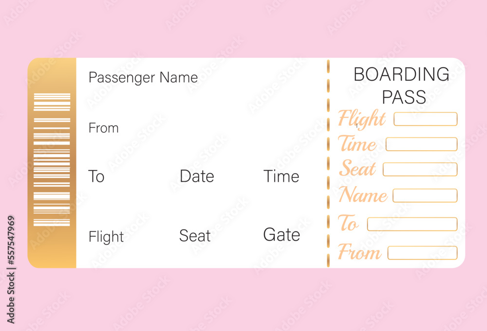 Airline boarding pass tickets luxury template.Golden boarding pass ...