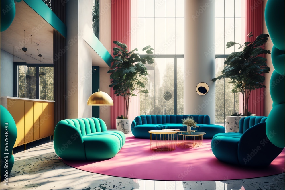 living room interior, 3d render modern interior environment design ...