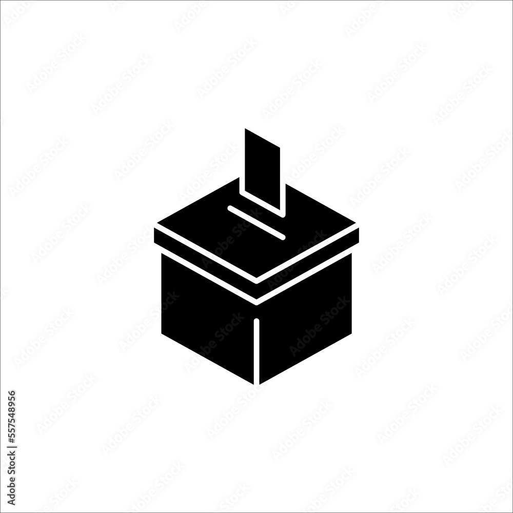 Hand voting ballot box icon, Election Vote concept, Simple line design ...