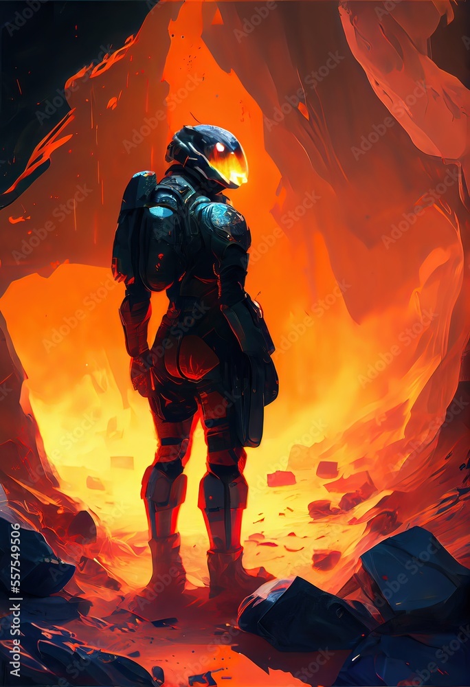 Female Space Marine, Sci-ops officer investigating a temporal anomaly ...