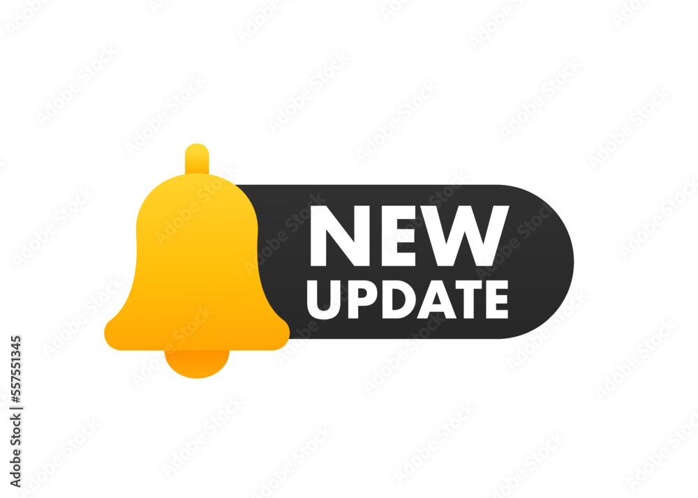 Round Label Set With Text New Update. New update with bell. Modern ...
