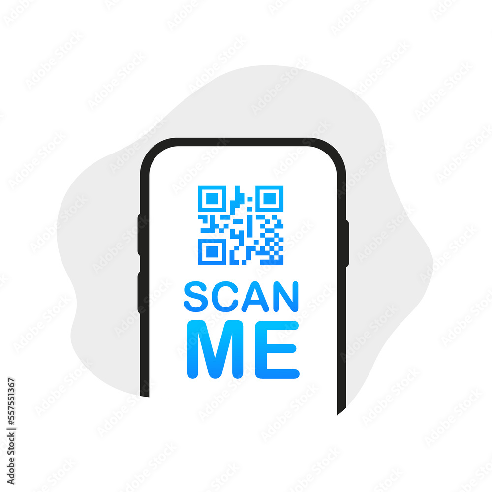 QR code for smartphone. Caption scan me with smartphone icon. QR code ...
