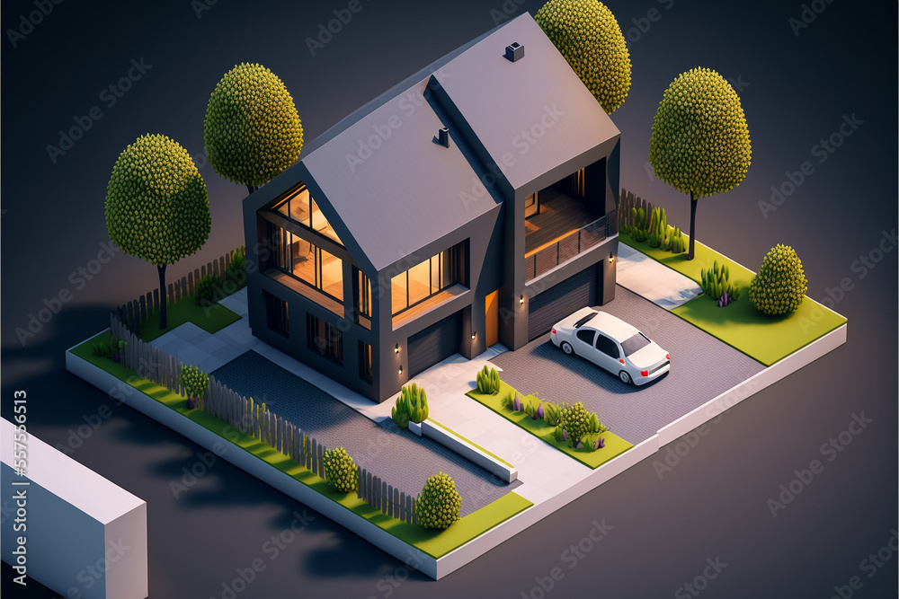 Illustrated 3D icon representation of a isometric modern house – Create ...